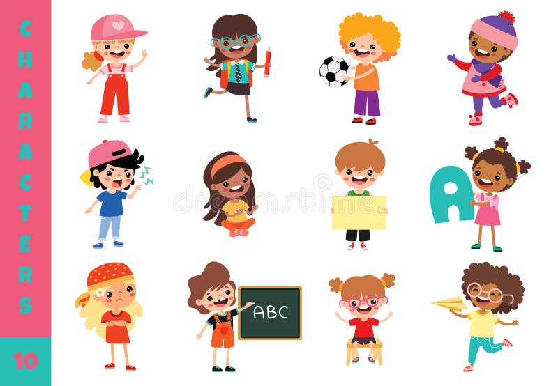 Cartoon Children Doing Different Activities Stock Illustration ...