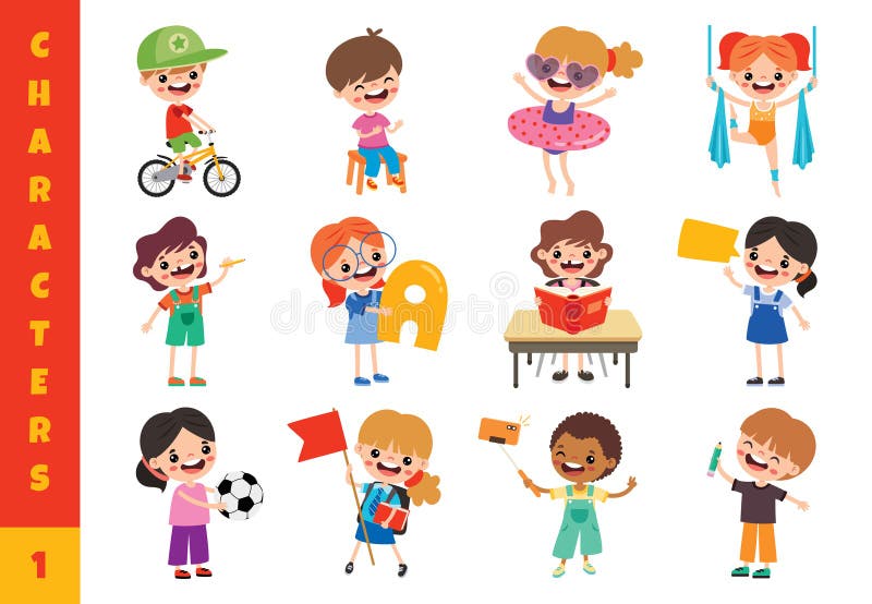 Cartoon Children Doing Different Activities Stock Vector - Illustration ...