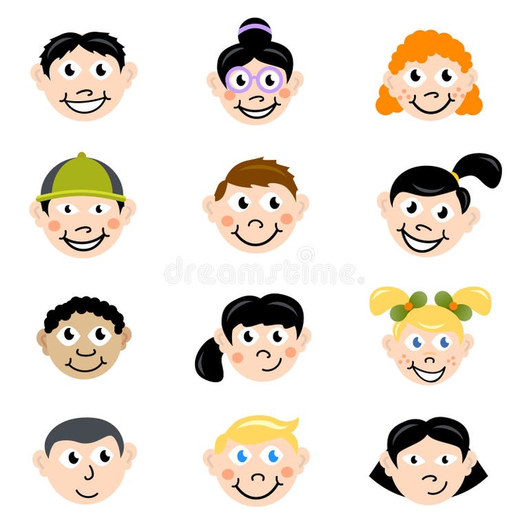 Cartoon children face stock vector. Illustration of expression - 8419735