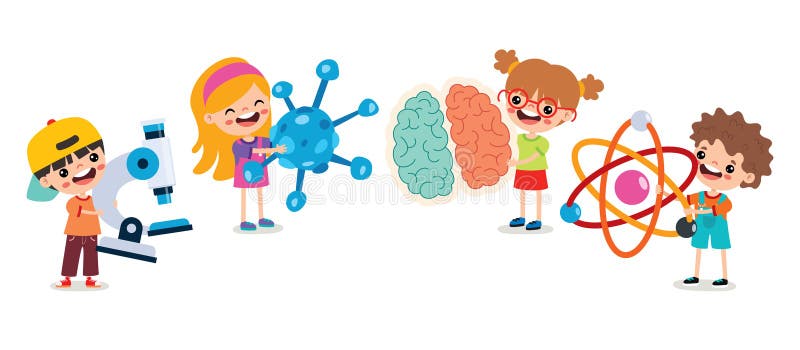 Cartoon Children Holding Science Equipments Stock Illustration ...
