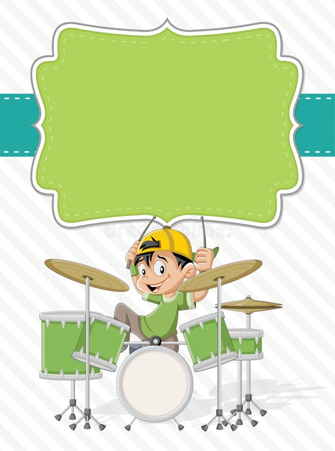 Cartoon Children Playing Rock N Roll on Drums Stock Vector ...