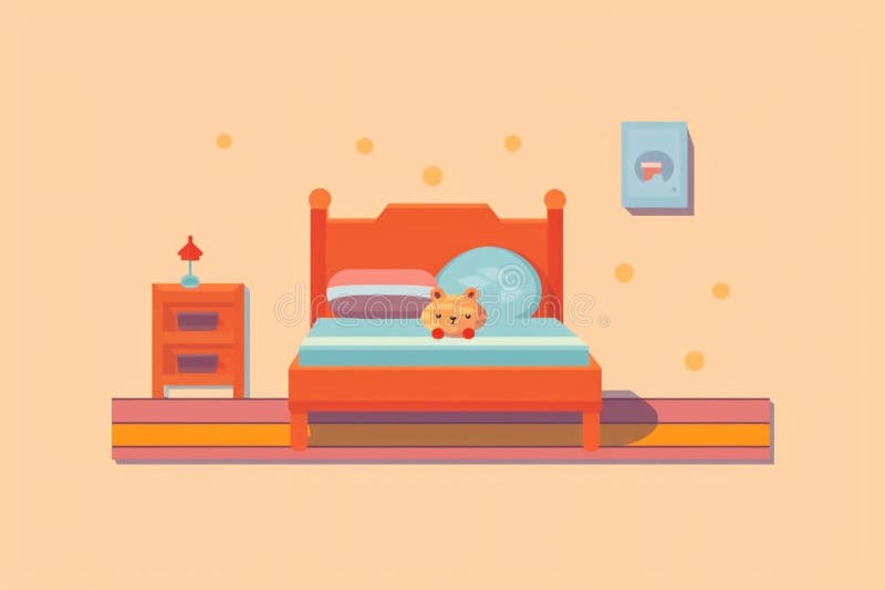 Cartoon Children S Bed. Children S Bedroom Stock Illustration ...