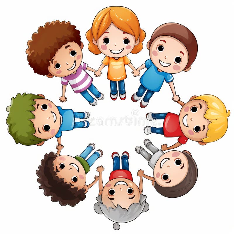 Cartoon Children Standing in a Circle, Vector Illustration Stock ...