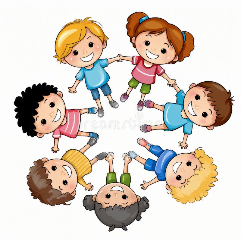 Cartoon Children Standing in a Circle, Vector Illustration Stock ...