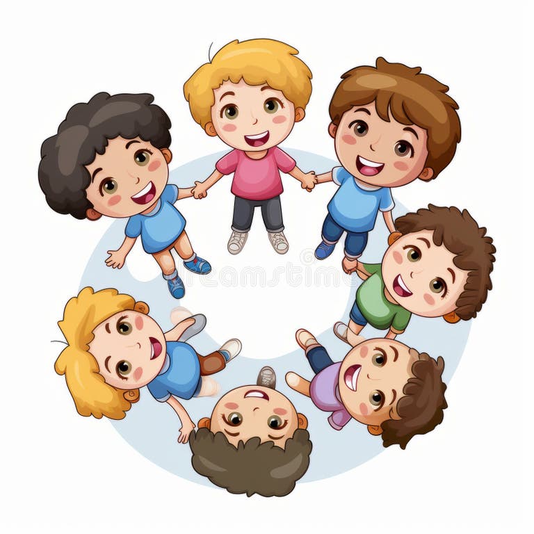 Cartoon Children Standing in a Circle, Vector Illustration Stock ...