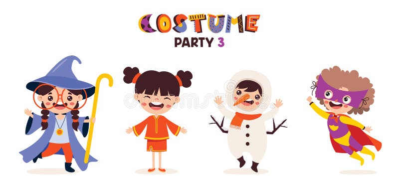 Cartoon Children Wearing Various Costumes Stock Illustration ...