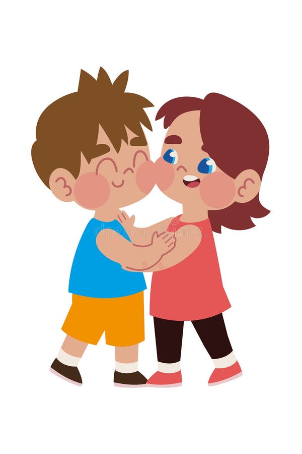 Cartoon Childrens Characters Hugging Stock Vector - Illustration of ...
