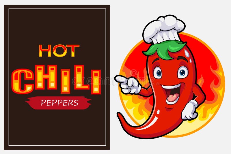Cartoon Chili Chef Pointing at the Board Stock Vector - Illustration of ...