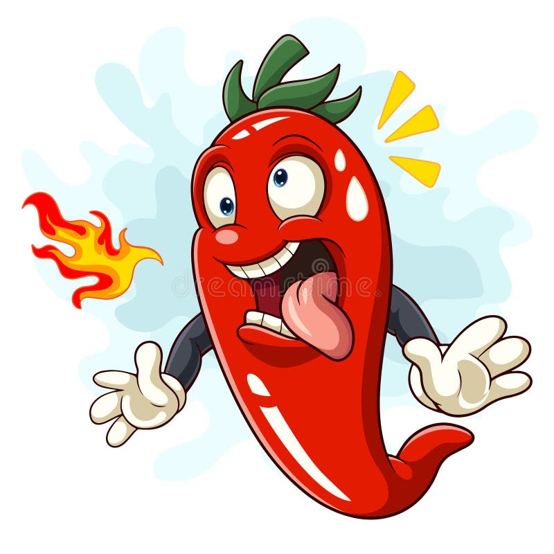 Cartoon Chili Pepper with Tongue Out Stock Vector - Illustration of ...