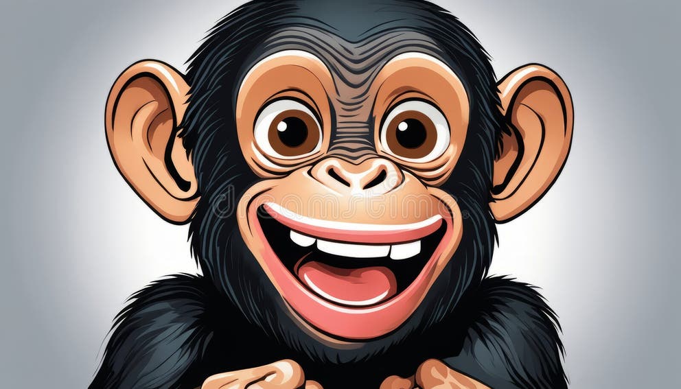 A Cartoon Chimp with a Big Smile and Red Lips Stock Illustration ...