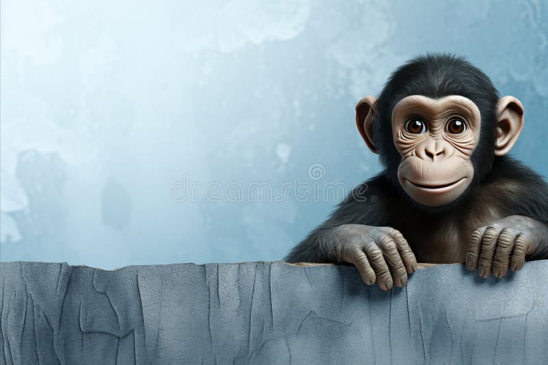 Cartoon Chimpanzee Monkey Looking at the Camera with Space for Text ...