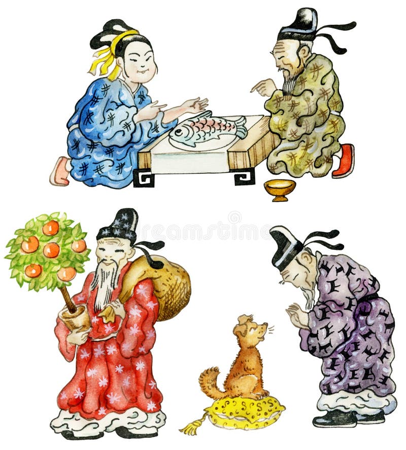 Cartoon Chinese stock illustration. Illustration of cheongsam - 25081490
