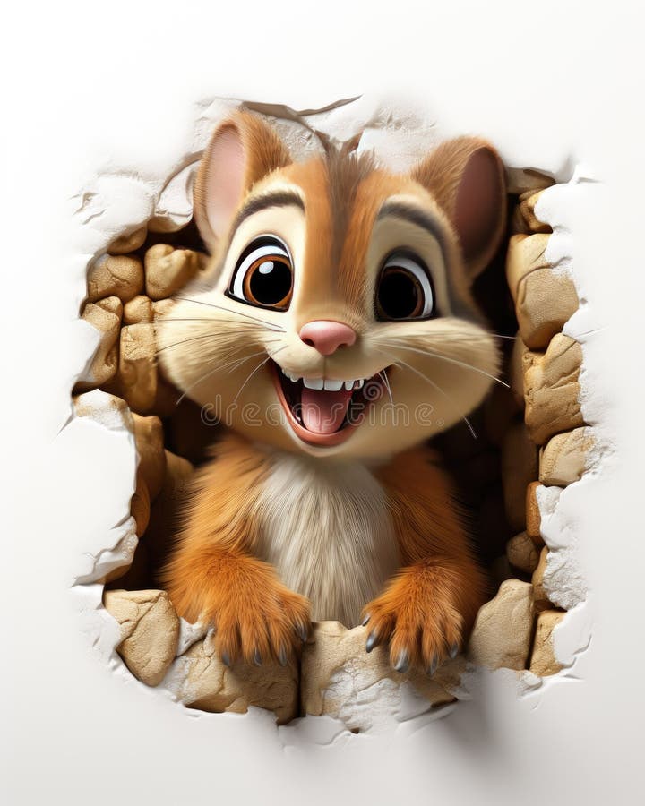 A Cartoon Chipper Chipping through a Hole in a Wall. Generative Ai ...
