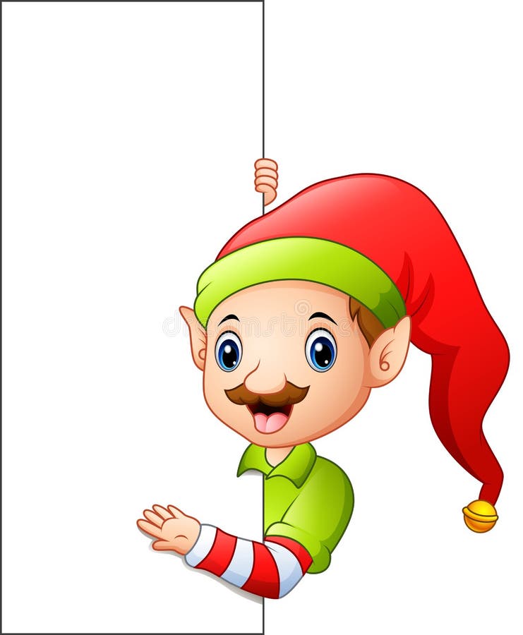 Cute Christmas Elf Cartoon Pointing Stock Illustrations – 117 Cute ...