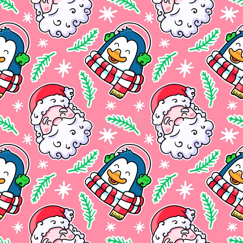 Cartoon Christmas Pattern, Vector Seamless Pattern in the Style of ...