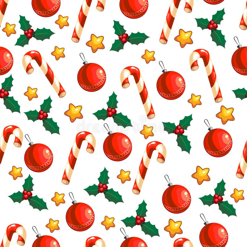 Cartoon Christmas Seamless Texture. Winter Holidays Vector Texture ...