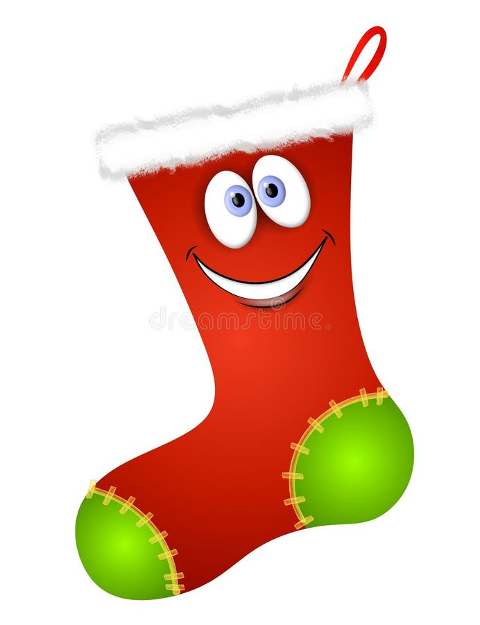 Cartoon Christmas Stocking stock illustration. Illustration of green ...