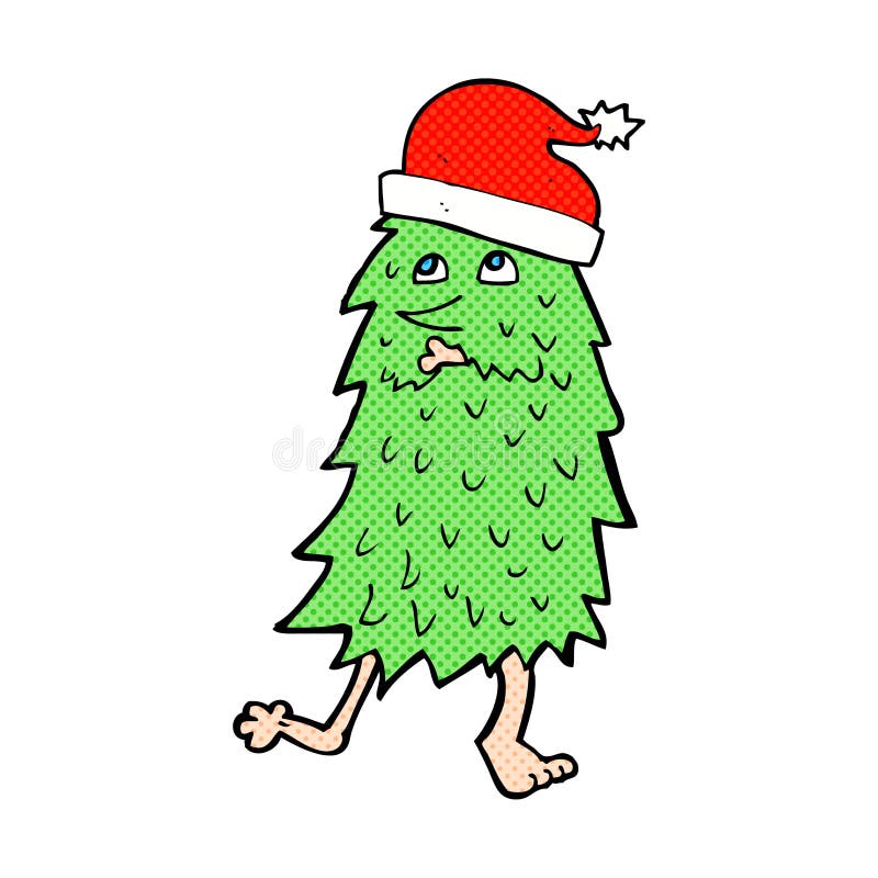 Cartoon Christmas Tree Dancing Stock Illustration - Illustration of ...