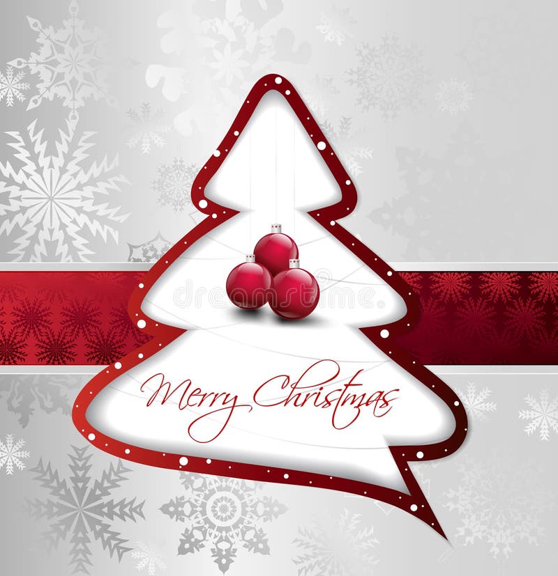 Cartoon Christmas Tree on Silver Card. Vector Stock Vector ...