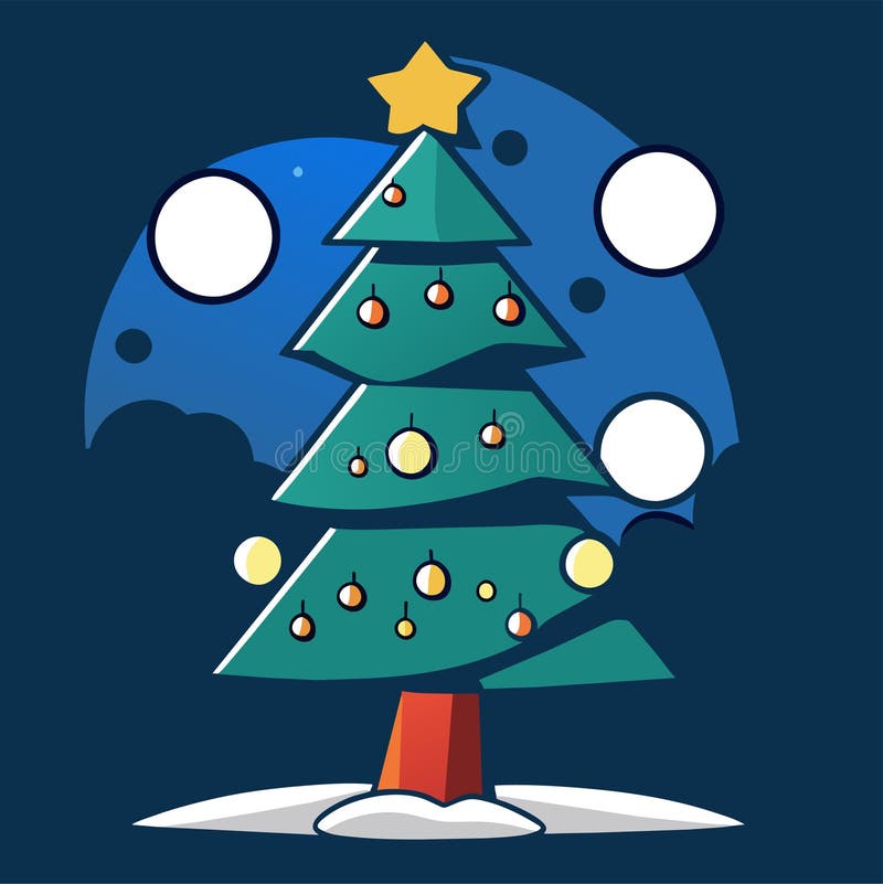 Cartoon Christmas Tree with Star Stock Illustration - Illustration of ...