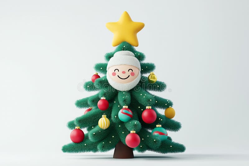 Cartoon Christmas Tree with Star Topper Stock Illustration ...
