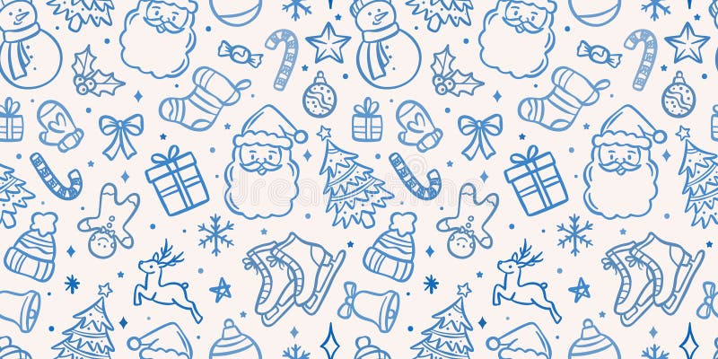 Cartoon Christmas Vector Pattern, Seamless Repeating Background, Cute ...