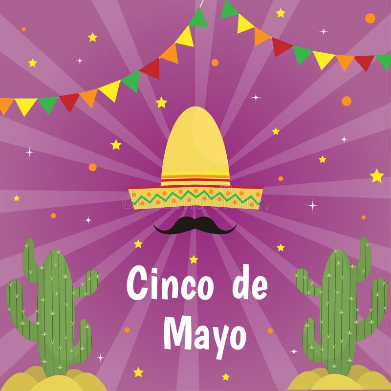 Cartoon Cinco De Mayo Illustration Social Media Template Editable Stock ...