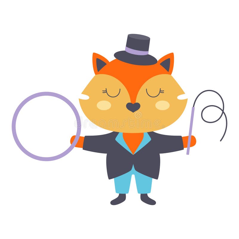 Cartoon circus fox stock vector. Illustration of friendly - 323623677