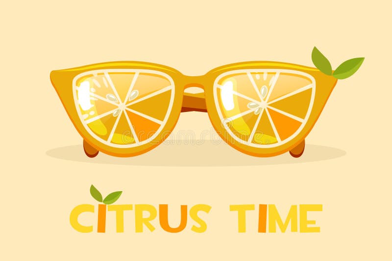 Citrus Orange Glasses. Hello Summer Time, Vector Illustration Stock ...
