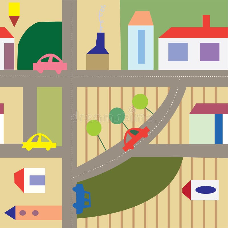 Funny City Cartoon for Kids Stock Vector - Illustration of landscape ...