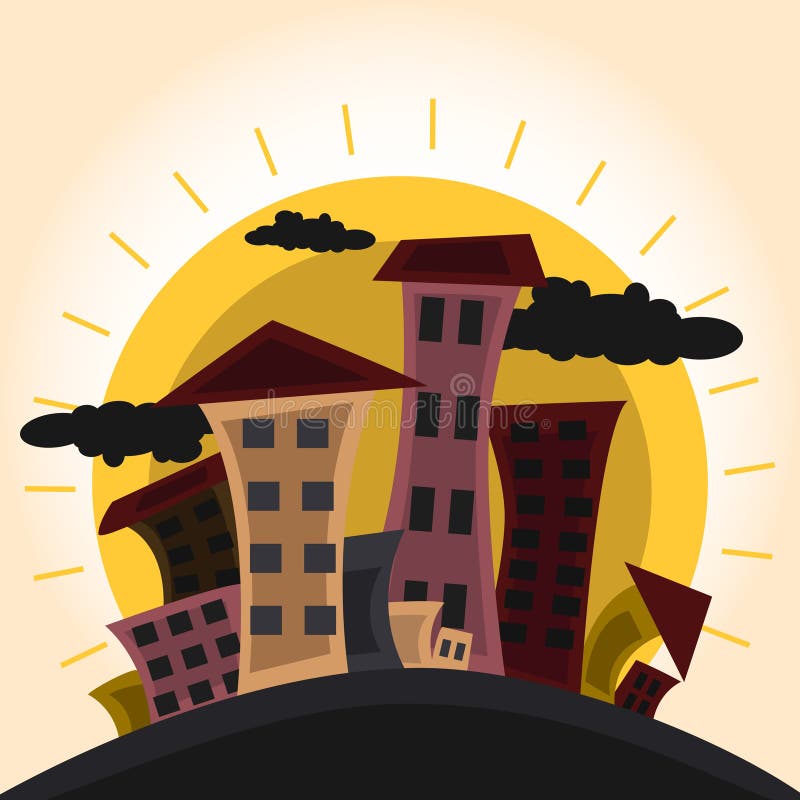 Cartoon city vector stock vector. Illustration of comic - 12942286