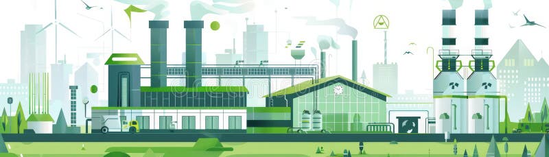 Cartoon of a Clean and Green Factory with AIdriven Operations Stock ...