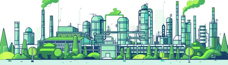 Cartoon of a Clean and Green Factory with AIdriven Operations Stock ...