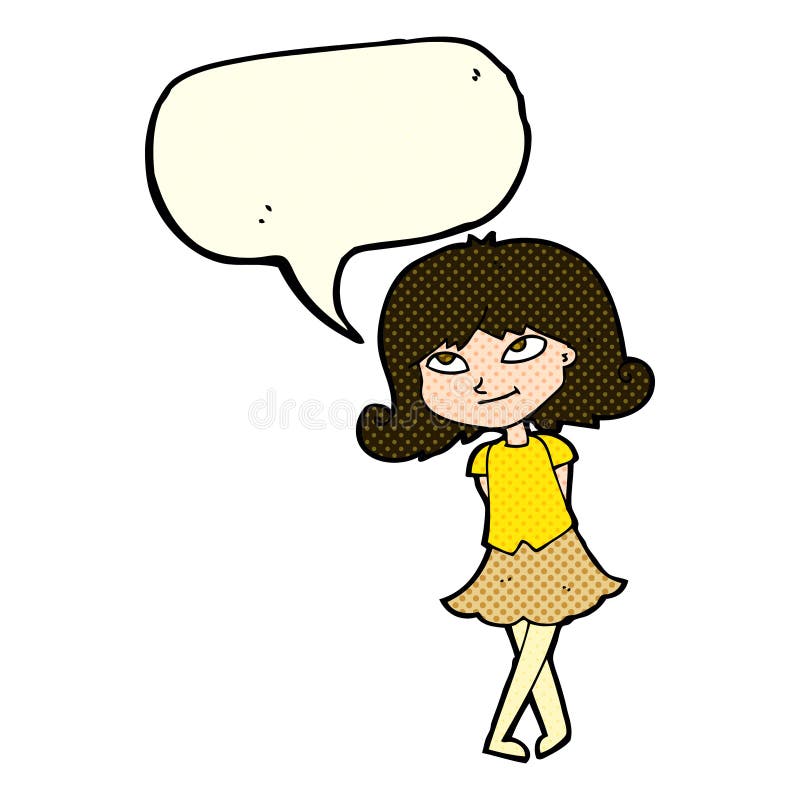 Cartoon Clever Girl with Speech Bubble Stock Illustration ...