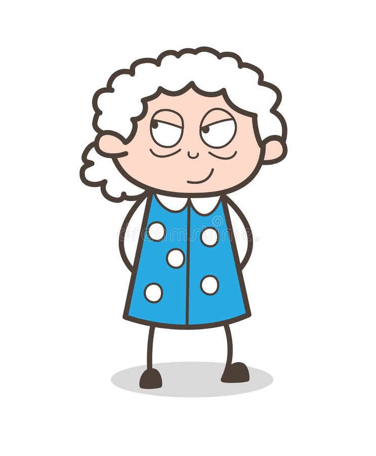 Cartoon Clever Old Lady Face Expression Vector Illustration Stock ...
