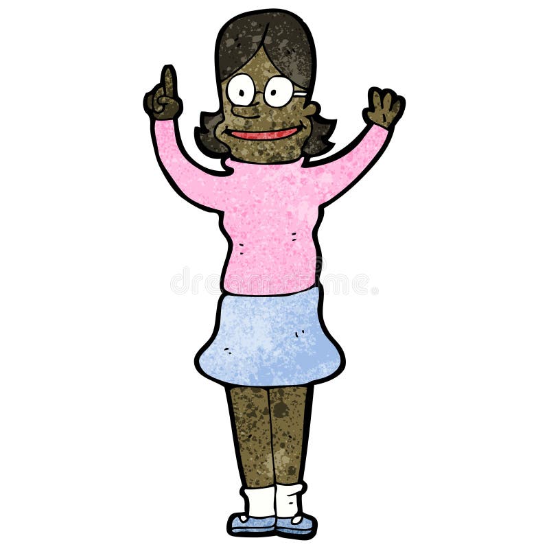 Cartoon Clever Woman with Idea Stock Vector - Illustration of glasses ...