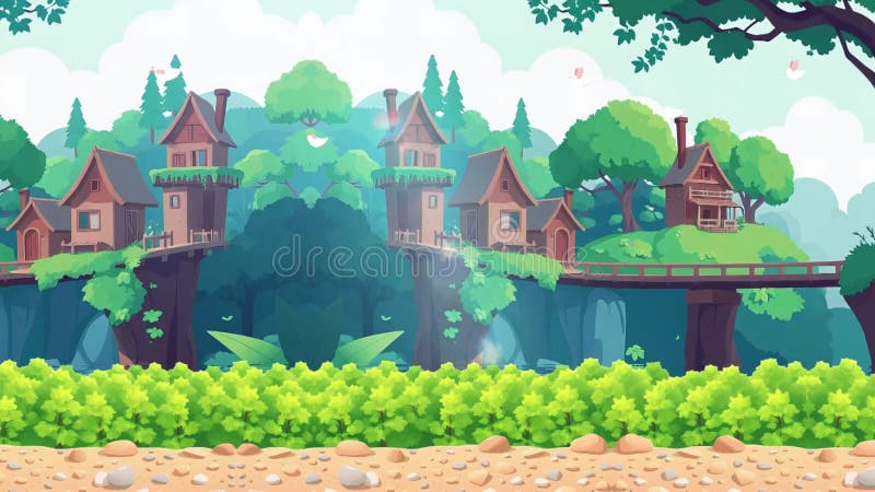 Cliffside Tree House in Mountain Forest Background. Stock Video - Video ...