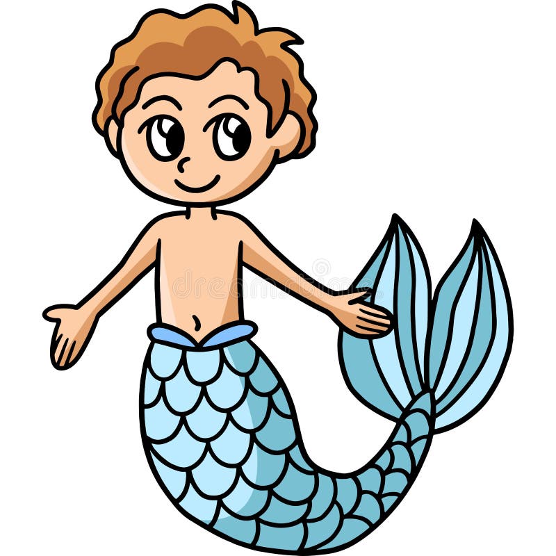 Merman Cartoon Colored Clipart Illustration Stock Vector - Illustration ...