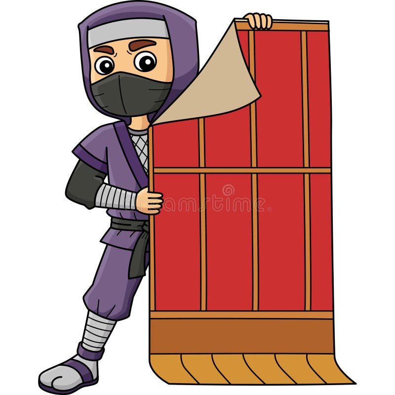 Ninja Hiding Cartoon Colored Clipart Illustration Stock Vector ...