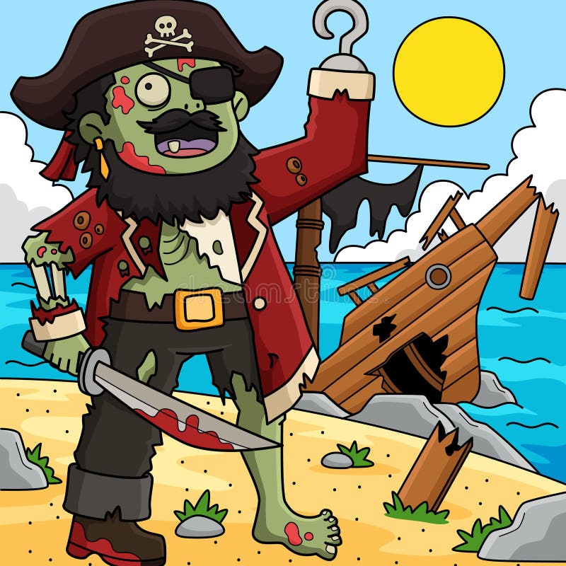 Zombie Pirate Captain Colored Cartoon Illustration Stock Vector ... Zombie Pirate Captain Colored Cartoon Illustration Stock Vector ...