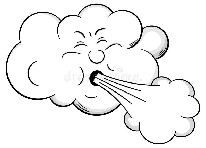 Cartoon cloud blows wind stock vector. Illustration of gale - 62779296