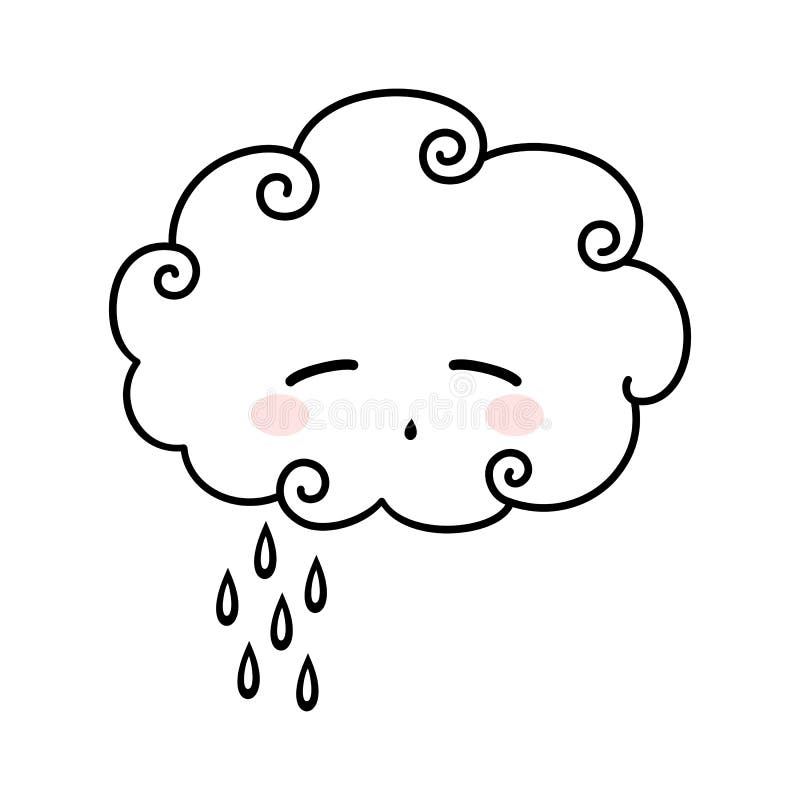 Cartoon Cloud Crying Rain. Sad Cloud Stock Vector - Illustration of ...