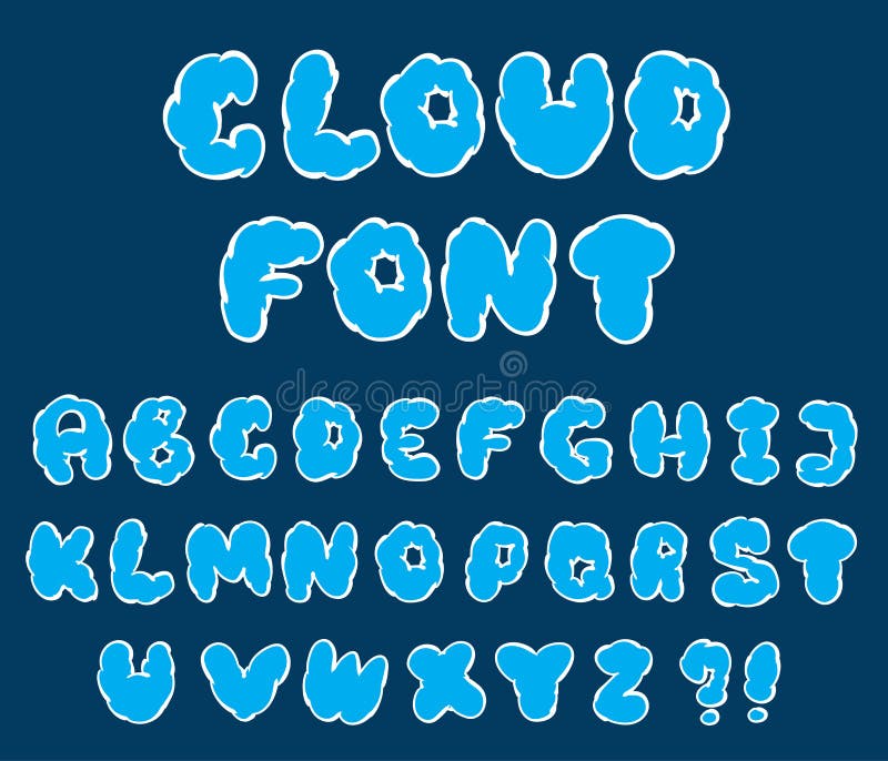 Cloud Font. Sky Alphabet. Cloudy Chubby Letters and Numbers. Heaven ...