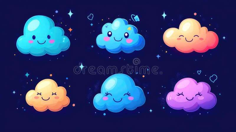 Cartoon Cloud Illustrations Pack: Whimsical and Playful Cloud Designs ...