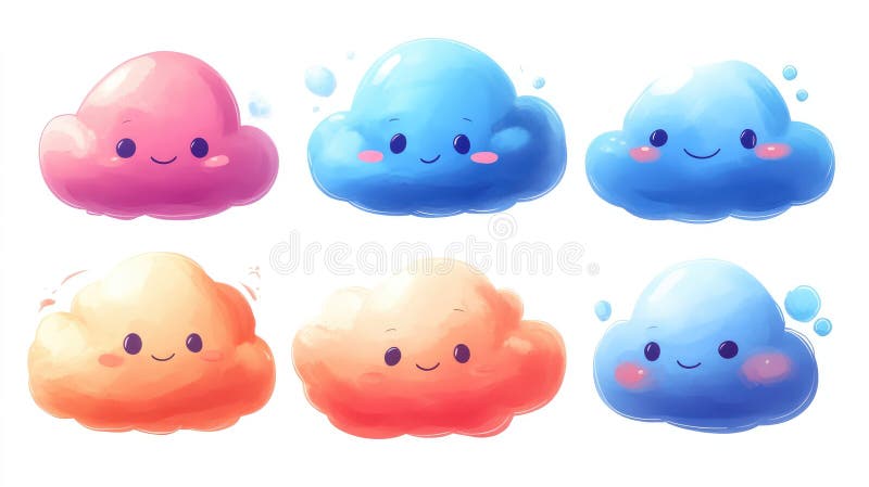 Cartoon Cloud Illustrations Pack: Whimsical and Playful Cloud Designs ...