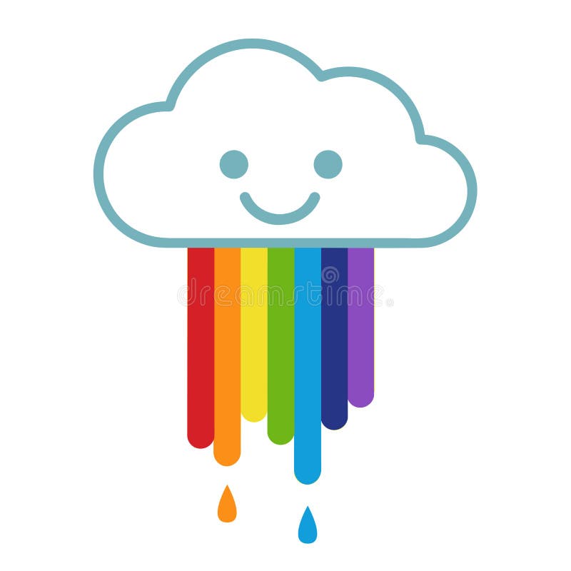 Cartoon Cloud with Rainbow. Icon Stock Vector - Illustration of cute ...