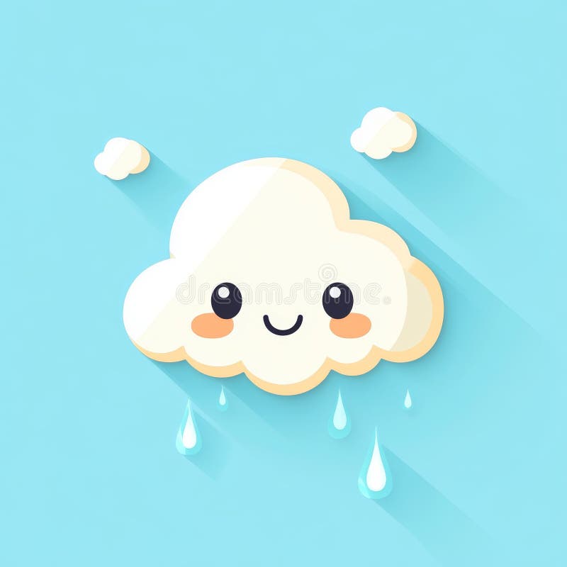 Cartoon Cloud with a Smiling Face and Raindrops Falling from it Stock ...