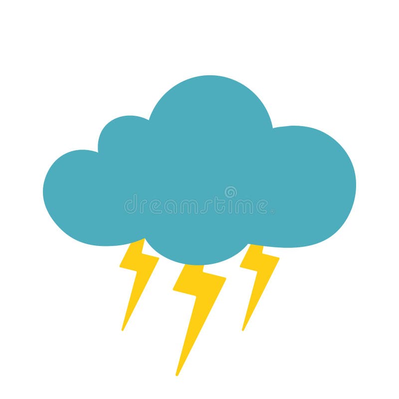 Cartoon Cloud with Thunder Weather Icon Clipart Vector Illustration ...