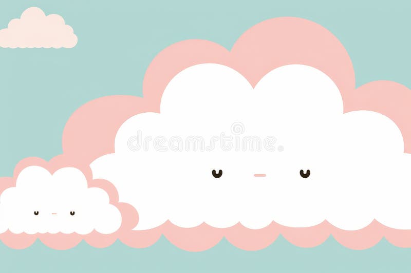 A Cartoon Cloud with Two Little Clouds in it Stock Illustration ...