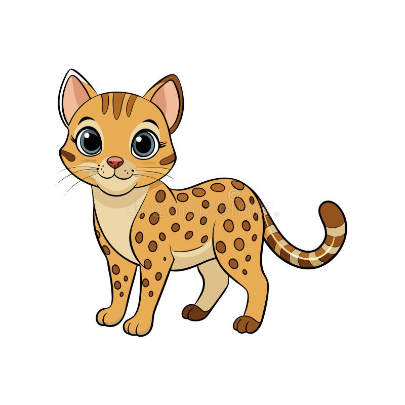 Cartoon Clouded Leopard Illustration Standing on a White Background ...